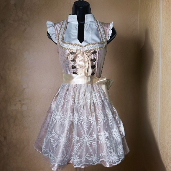 Molliwater | Dirndls | New Small Oktoberfest Peach Pink Beige Lace ...
